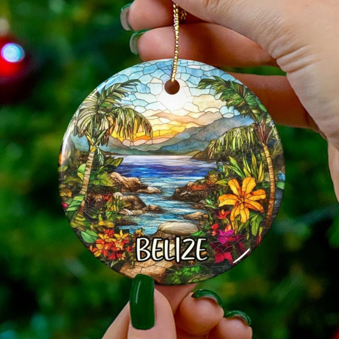 Custom Belize Ornament |faux Stained Glass |unique Souvenir |vacation ...