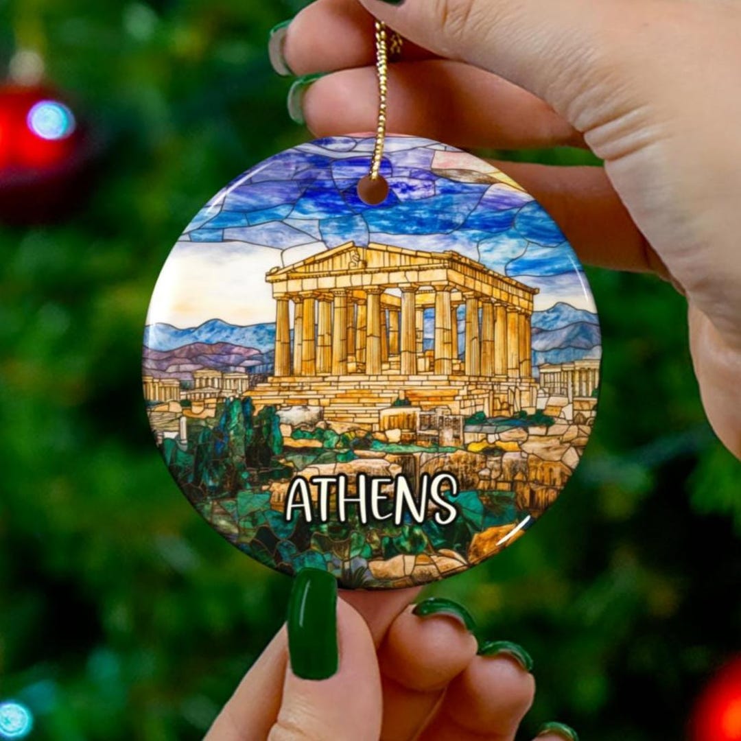 Custom Athens Greece Ornament |faux Stained Glass |unique Parthenon ...