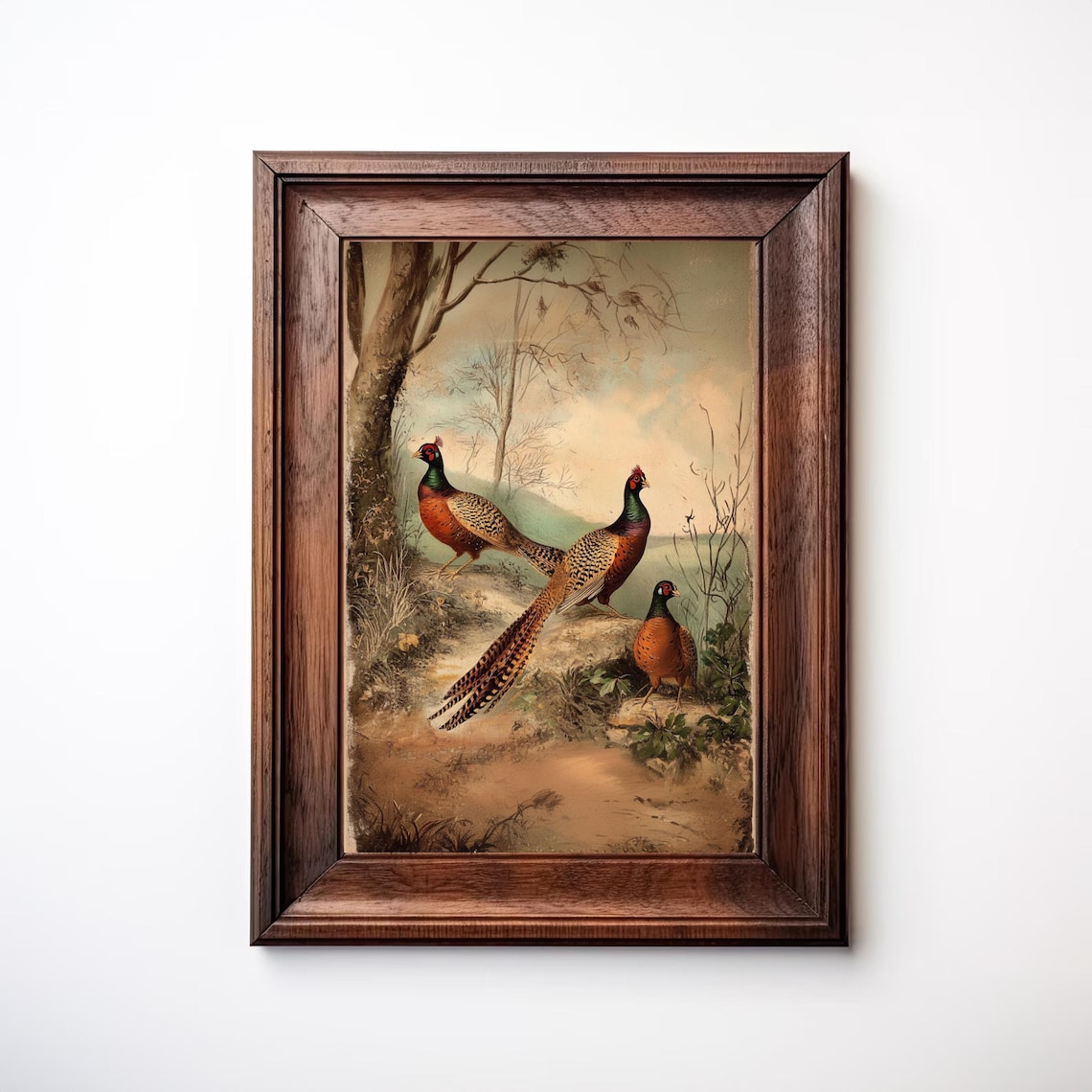 Vintage Pheasant Wildlife Hunter Cabin Decor Print, Farmhouse Art, Fall ...