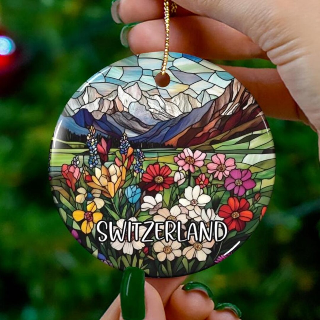 Custom Switzerland Ornament |faux Stained Glass |unique Swiss Souvenir ...