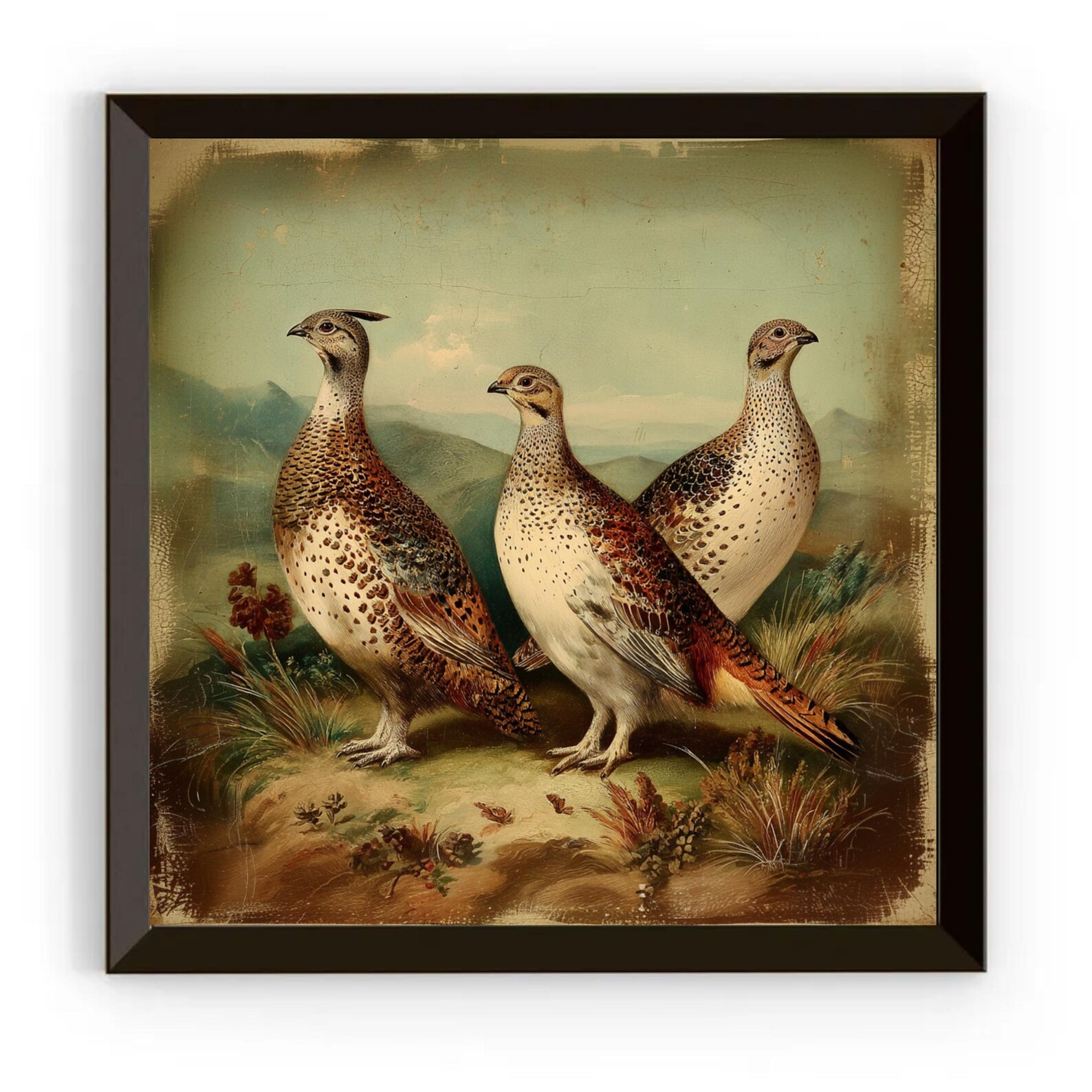 Vintage Grouse Wildlife Hunter Cabin Decor Print, Fall Accent, Rustic ...