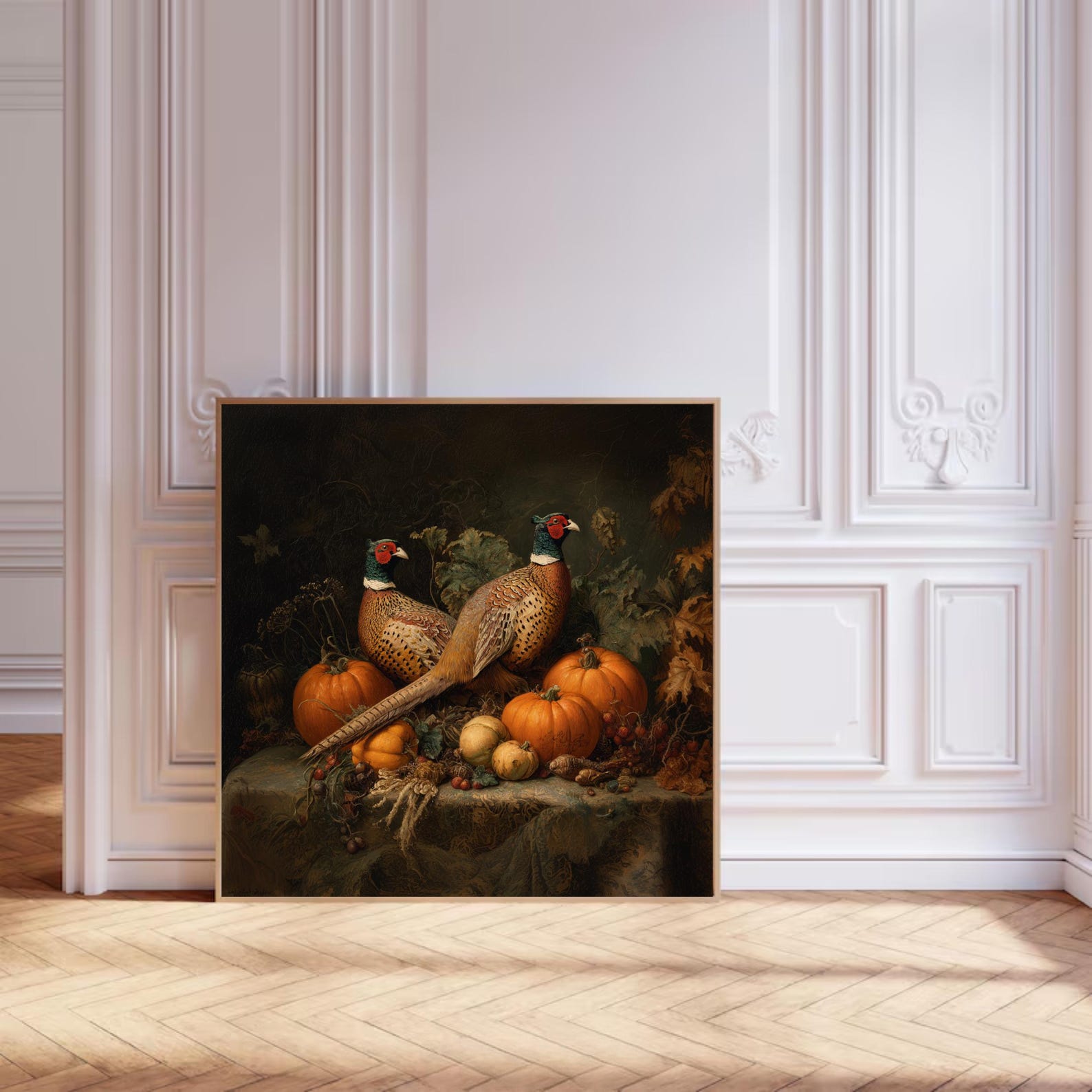 Vintage Pheasant Wildlife Hunter Cabin Decor Print, Pumpkin Fall Accent ...