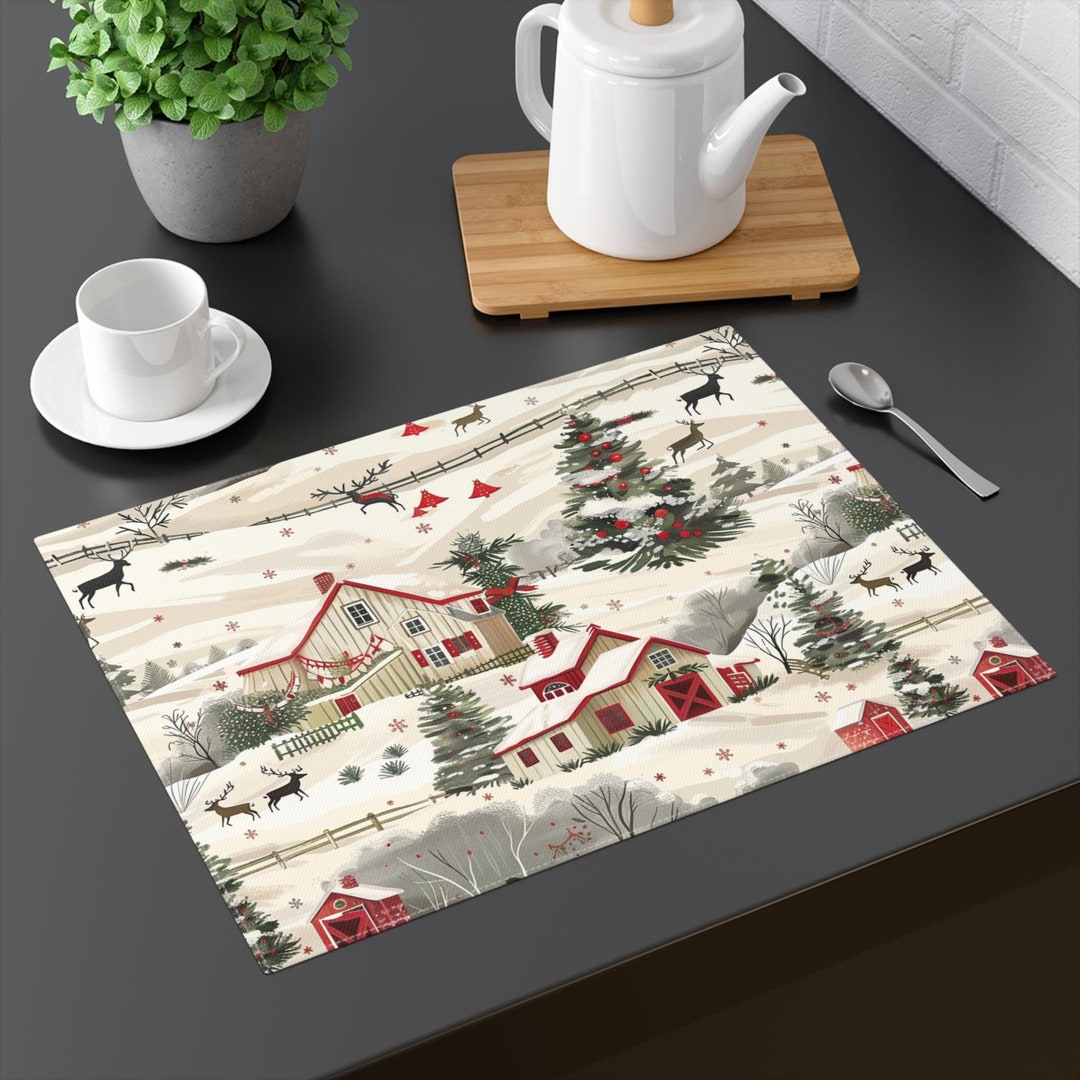 Vintage Farmhouse Christmas Placemat | Rustic Holiday Table Decor ...