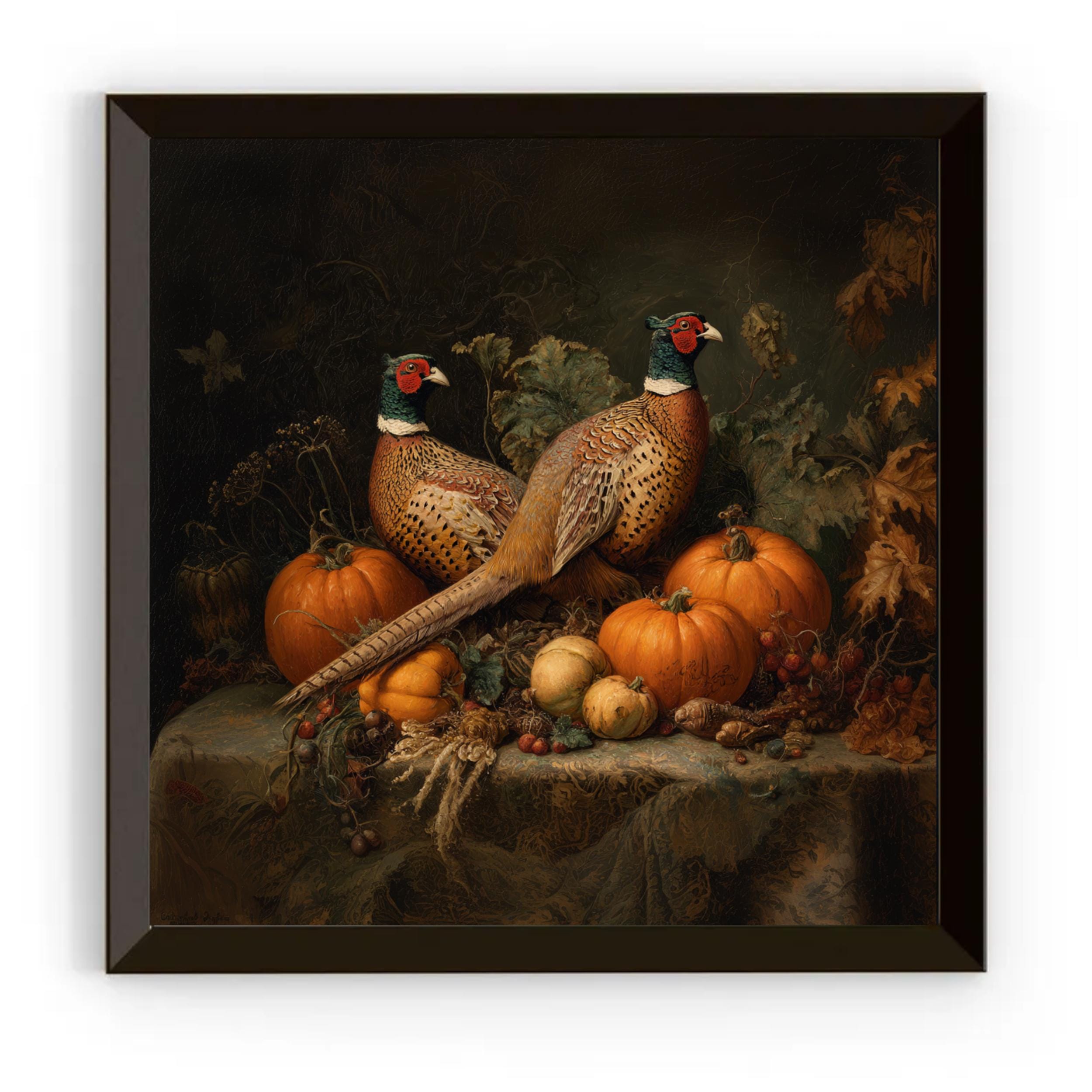 Vintage Pheasant Wildlife Hunter Cabin Decor Print, Pumpkin Fall Accent ...