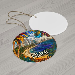 Custom Miami Ornament |faux Stained Glass |unique Florida Souvenir ...