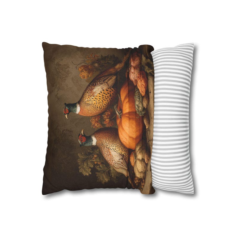 Vintage Pheasant Pumpkins Throw Pillow Cover -wildlife Cabin Decor ...