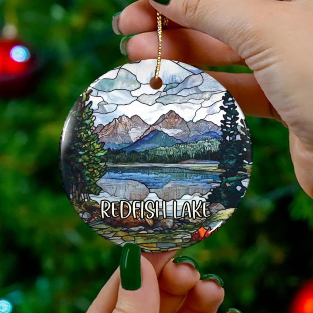 Custom Redfish Lake Idaho Ornament |faux Stained Glass |unique Souvenir ...