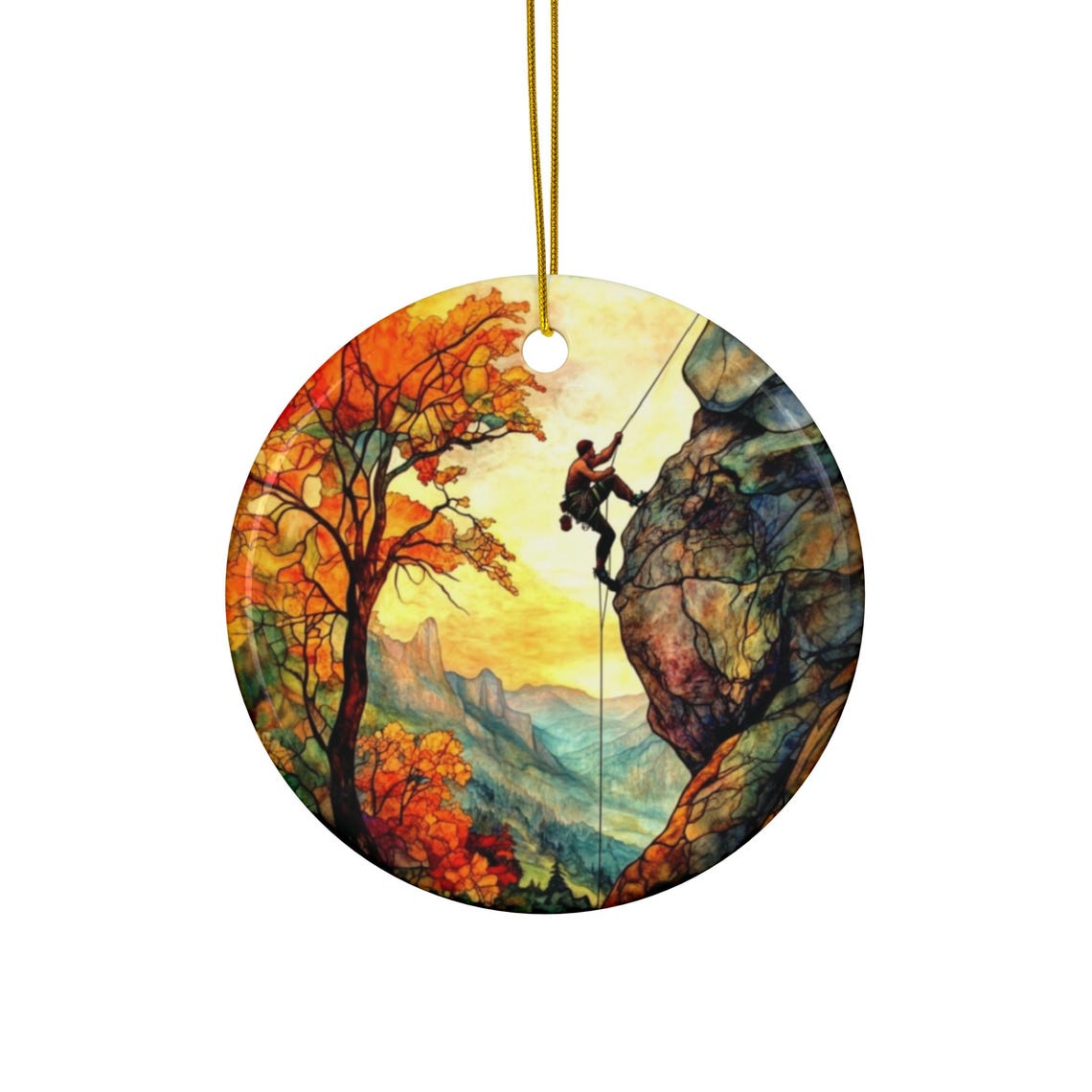 Custom Rock Climber Mountain Ornament |faux Stained Glass |unique ...