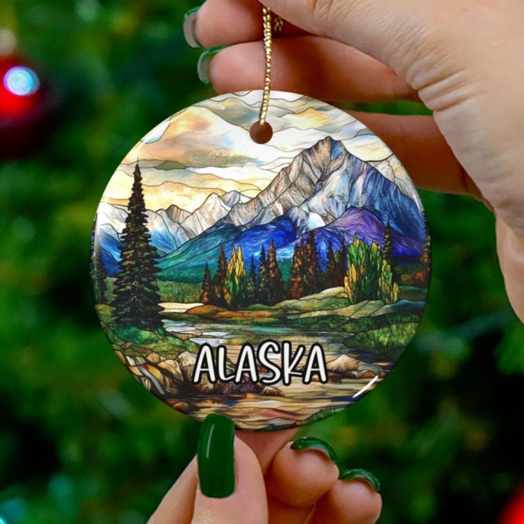 Custom Alaska Ornament |faux Stained Glass |unique Souvenir |vacation ...