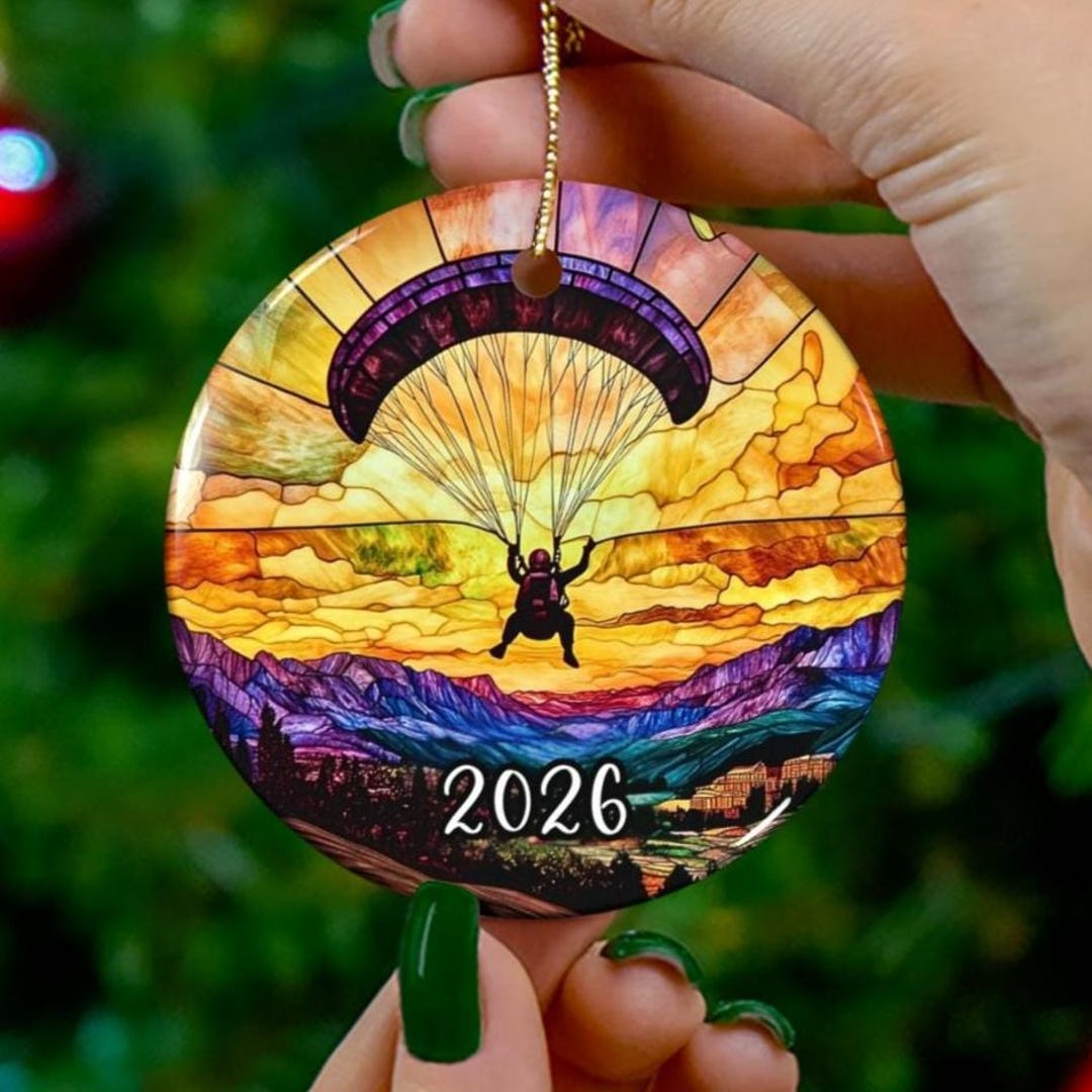 Custom Skydiving 2026 Ornament |faux Stained Glass |unique Souvenir ...