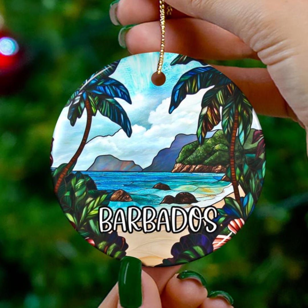 Custom Barbados Ornament |faux Stained Glass |unique Beach Souvenir ...