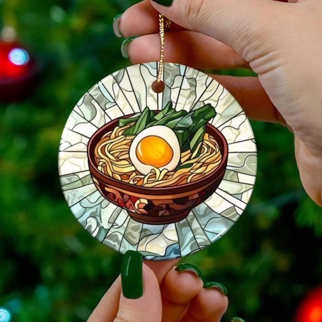 Custom Ramen Noodle Bowl With Egg Ornament |faux Stained Glass |unique ...