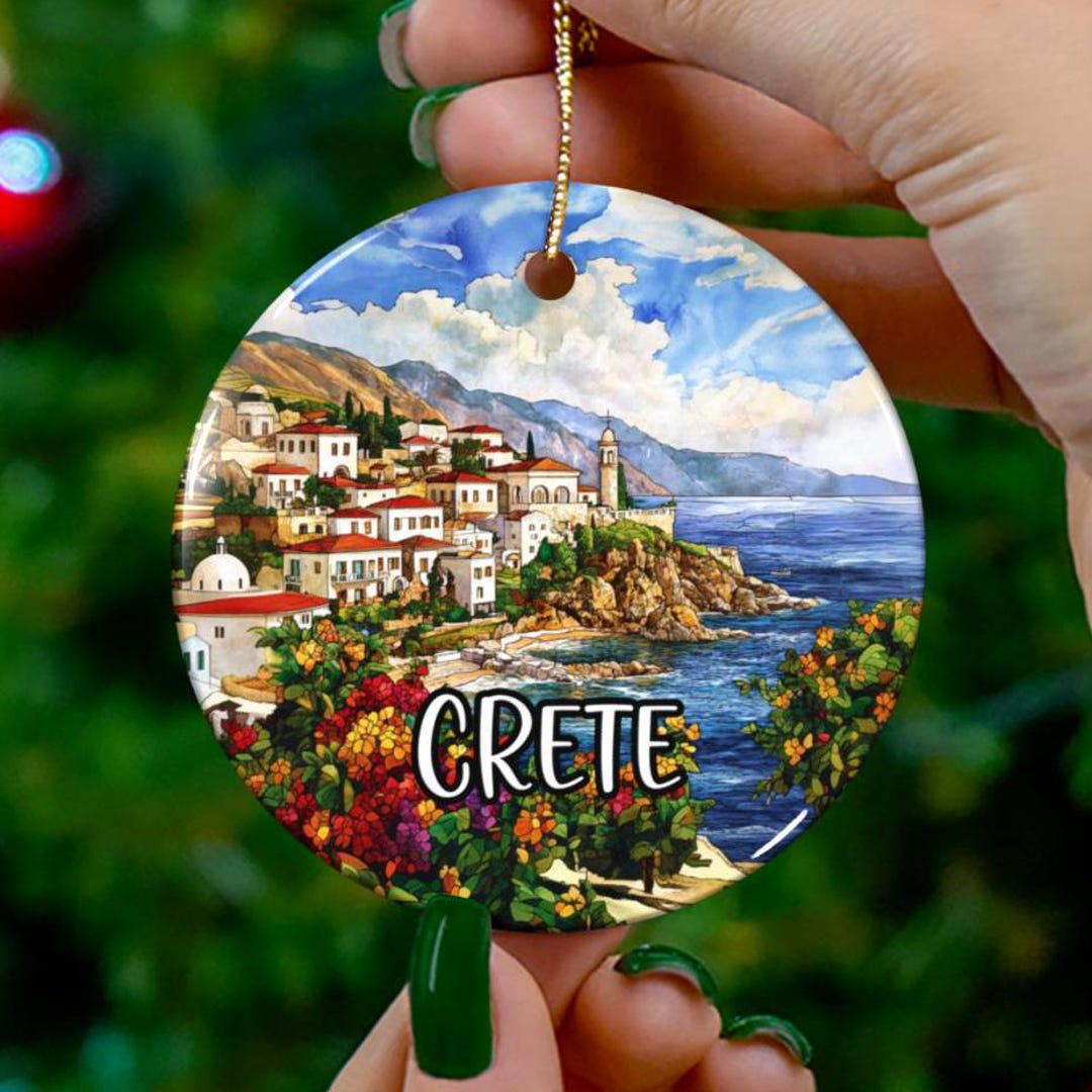 Custom Crete Greece Ornament |faux Stained Glass |unique Souvenir ...