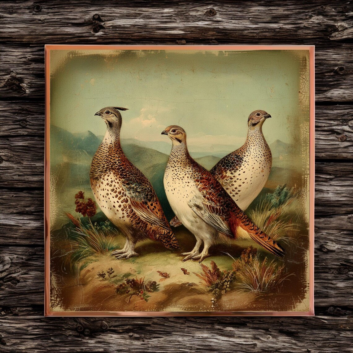 Vintage Grouse Wildlife Hunter Cabin Decor Print, Fall Accent, Rustic ...