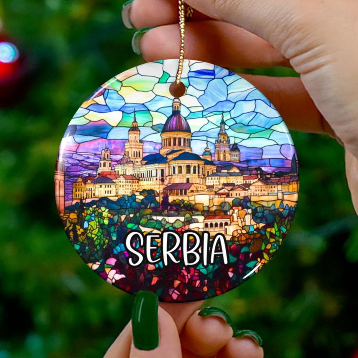 Custom Serbia Ornament |faux Stained Glass |unique Europe Souvenir ...