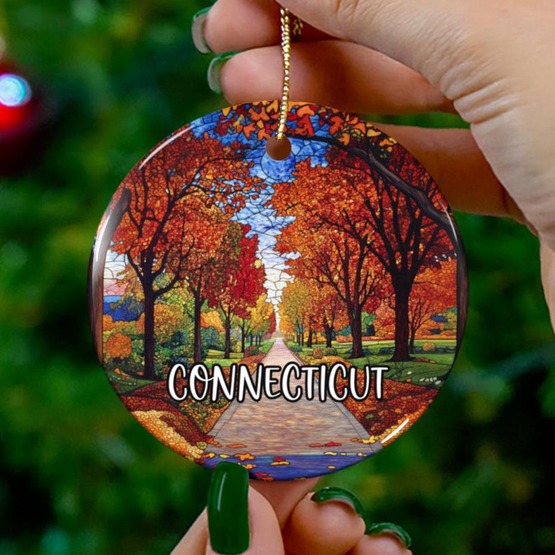 Custom Connecticut Ornament |faux Stained Glass |unique Souvenir ...
