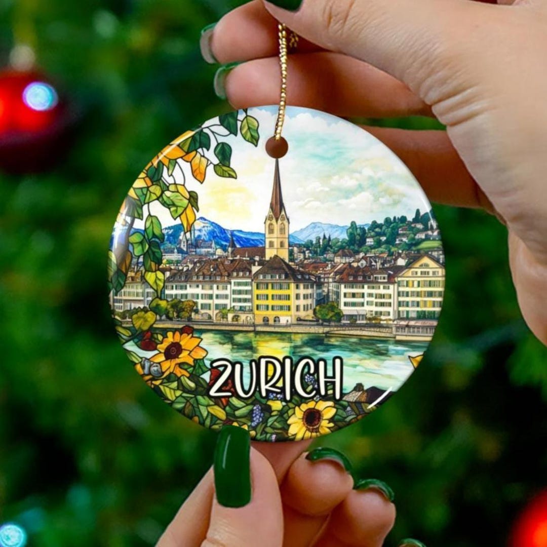Custom Zurich Ornament |faux Stained Glass |unique Switzerland Souvenir ...