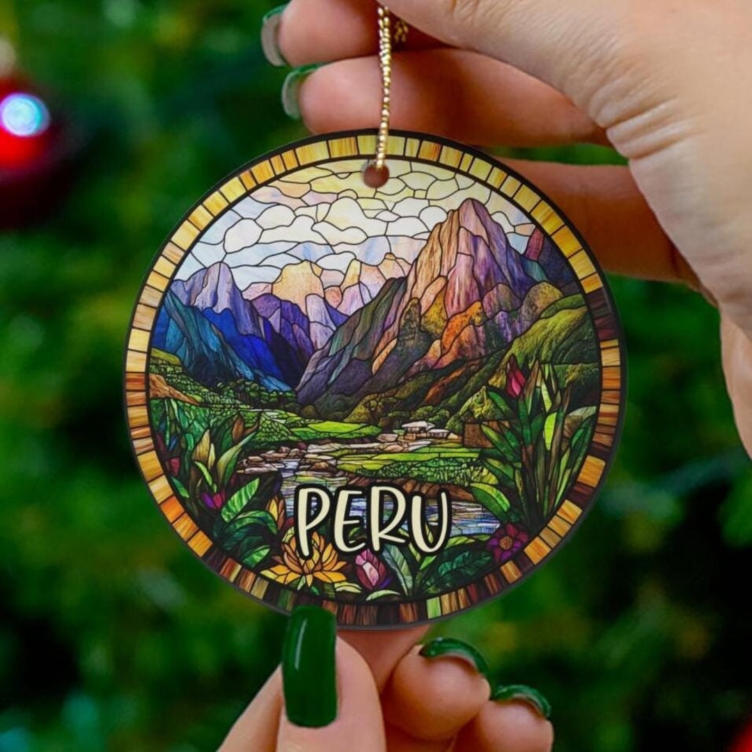 Custom Peru Ornament faux Stained Glass unique Souvenir vacation Travel ...