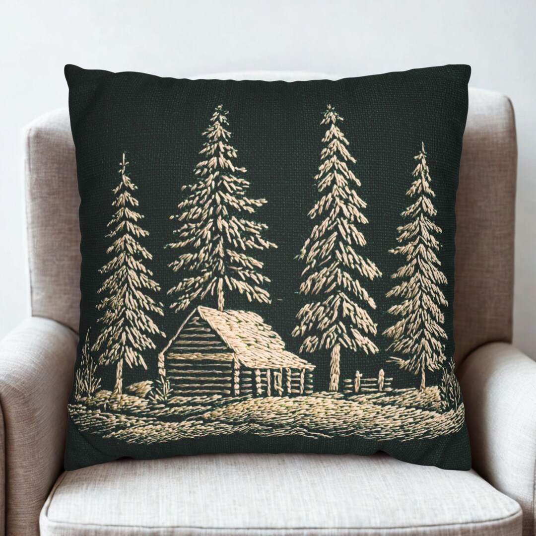 Rustic Cabin Throw Pillow Cover, Cozy Nature Decor for Home, Cabin ...