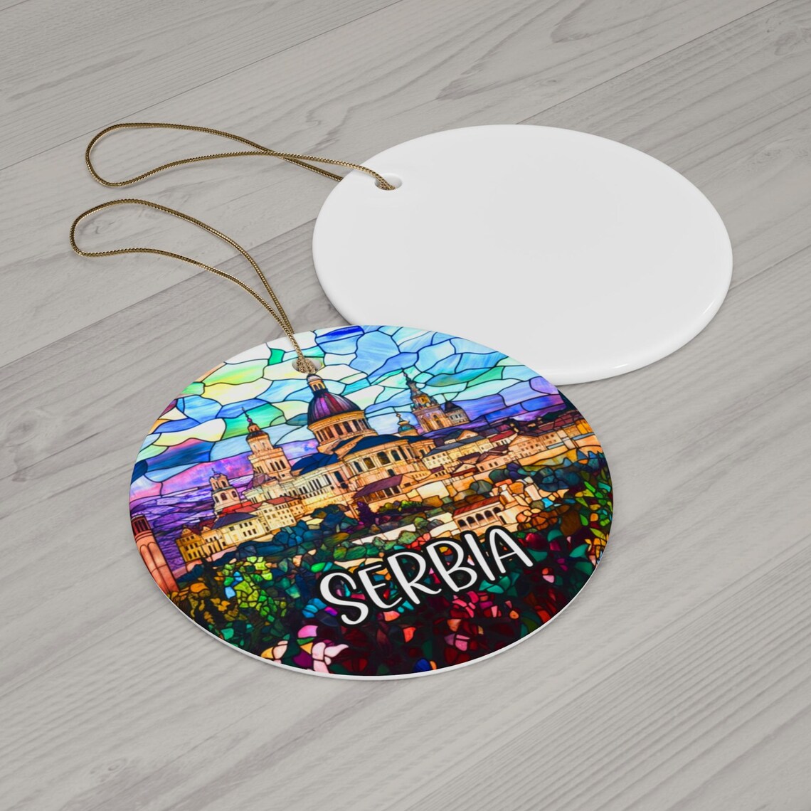Custom Serbia Ornament |faux Stained Glass |unique Europe Souvenir ...