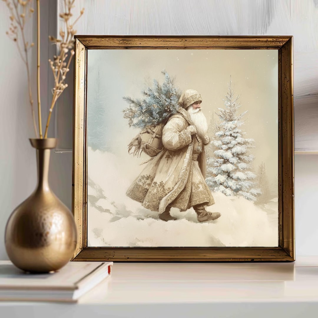 Santa Claus Vintage Art Print, Antique Style Santa Painting, Poster for ...