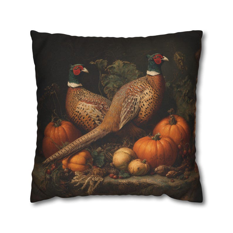 Vintage Pheasant Pumpkins Throw Pillow Cover -wildlife Cabin Decor ...