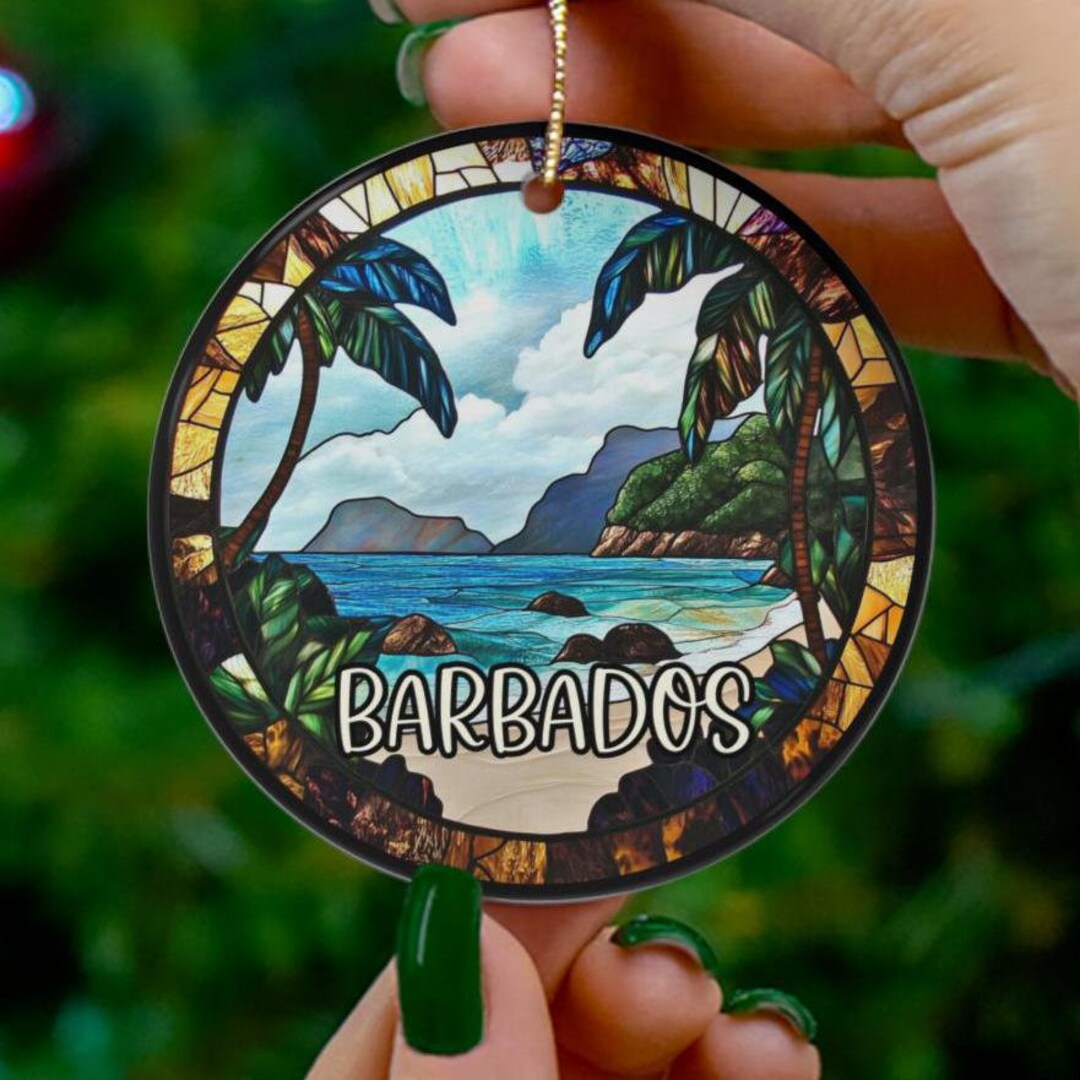 Custom Barbados Ornament faux Stained Glass unique Beach Souvenir ...
