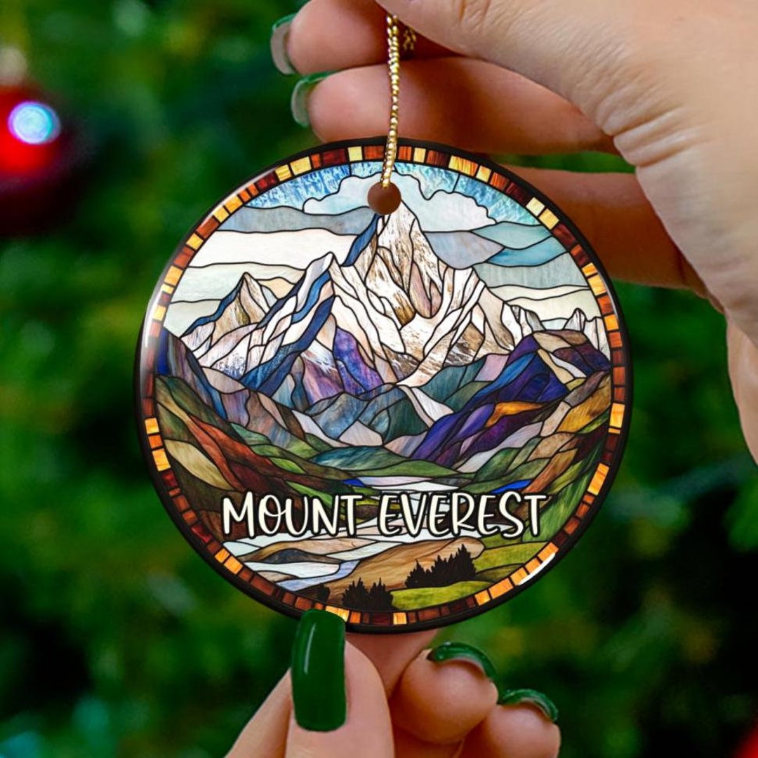 Custom Mount Everest Ornament faux Stained Glass unique Nepal Souvenir ...