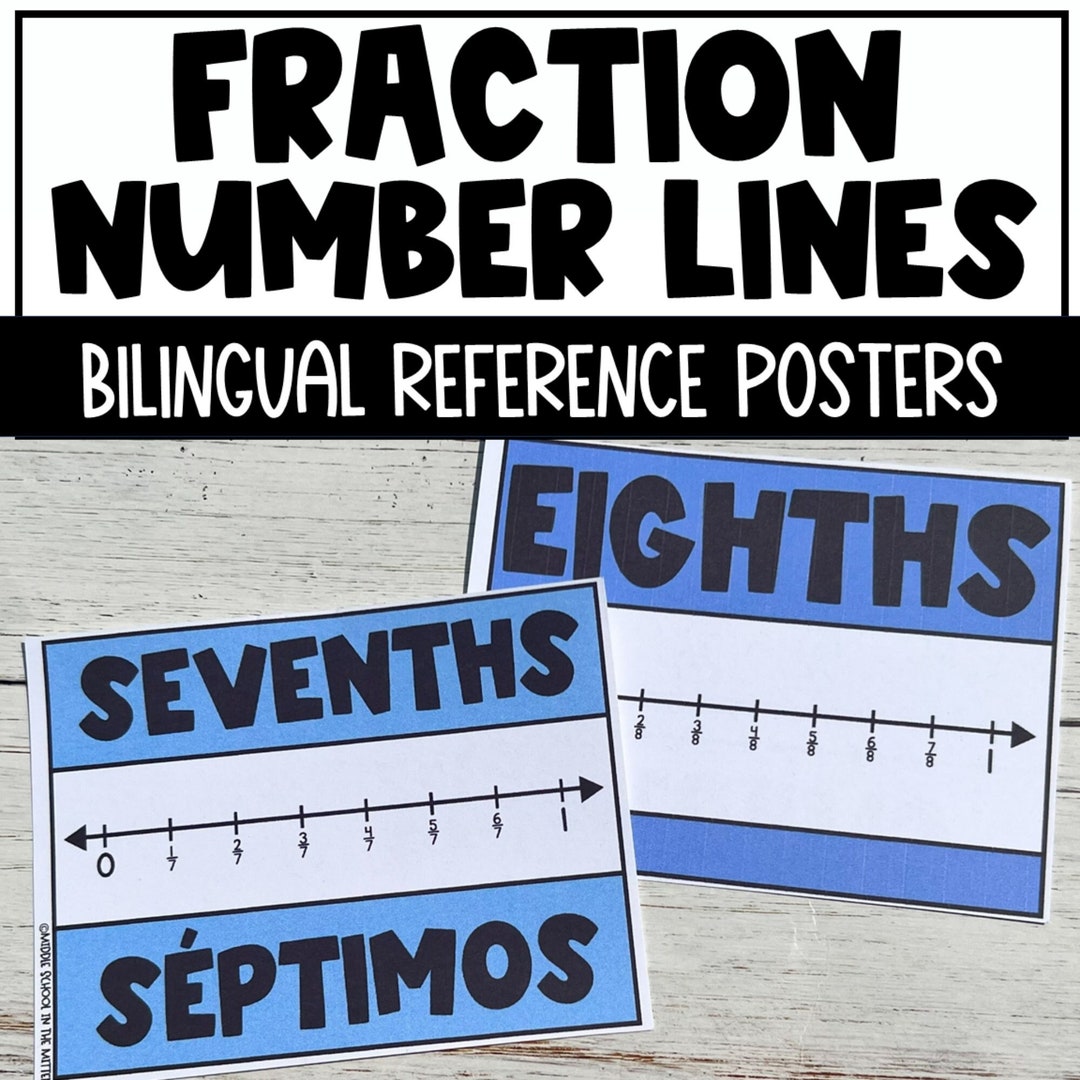 Fractions on a Number Line Bilingual Reference Educational Posters ...