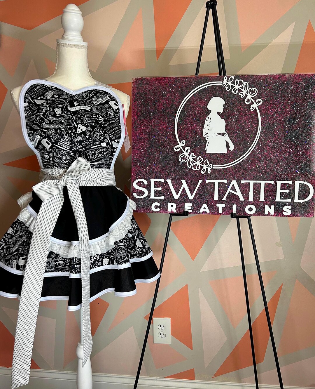 French Maid Retro Apron Baking Apron Ruffle Apron Black and White - Etsy