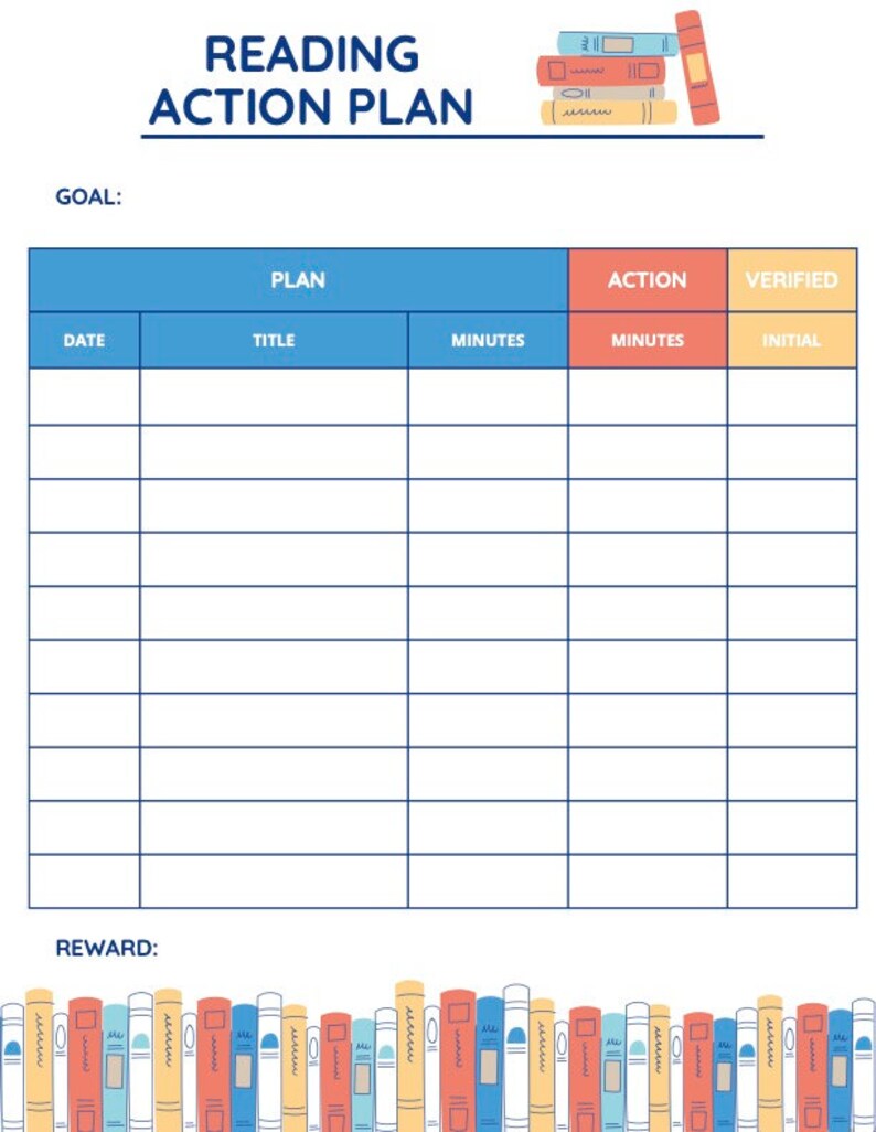Kids Reading Log & Action Plan - Etsy