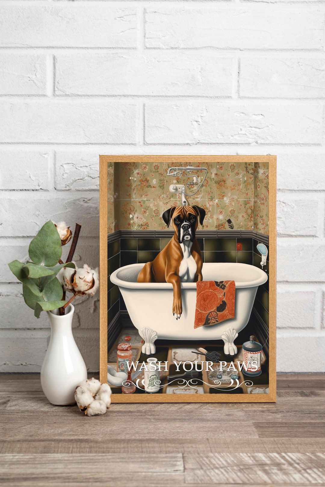Boxer in Bath ,vintage Soap Advert ,fun Bathroom Wall Art - Etsy UK