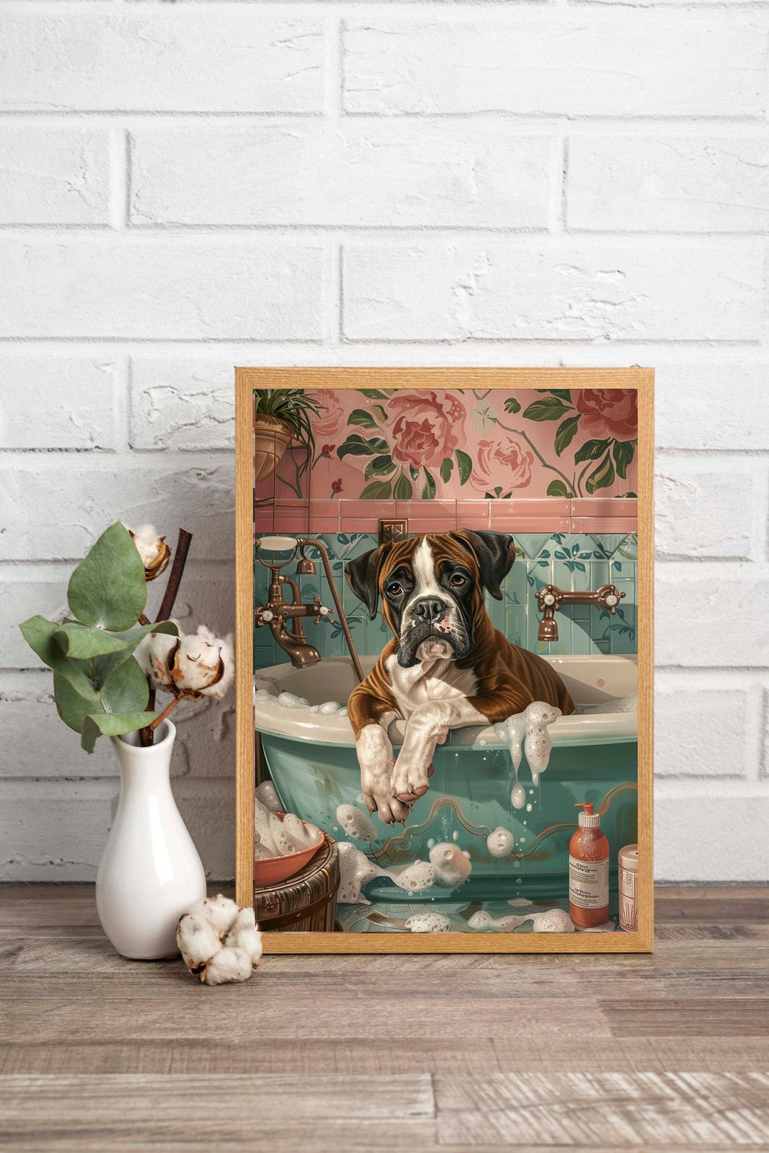 Boxer Dog in Bath ,vintage Soap Advert ,fun Bathroom Wall Art - Etsy