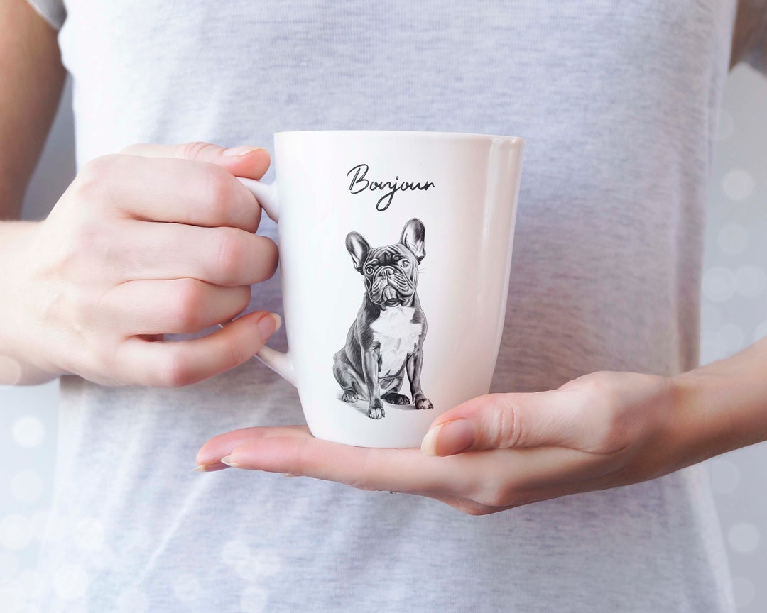 French Bulldog - Frenchie Dog Sketch Design Quote 12oz Latte Mug - Dog ...