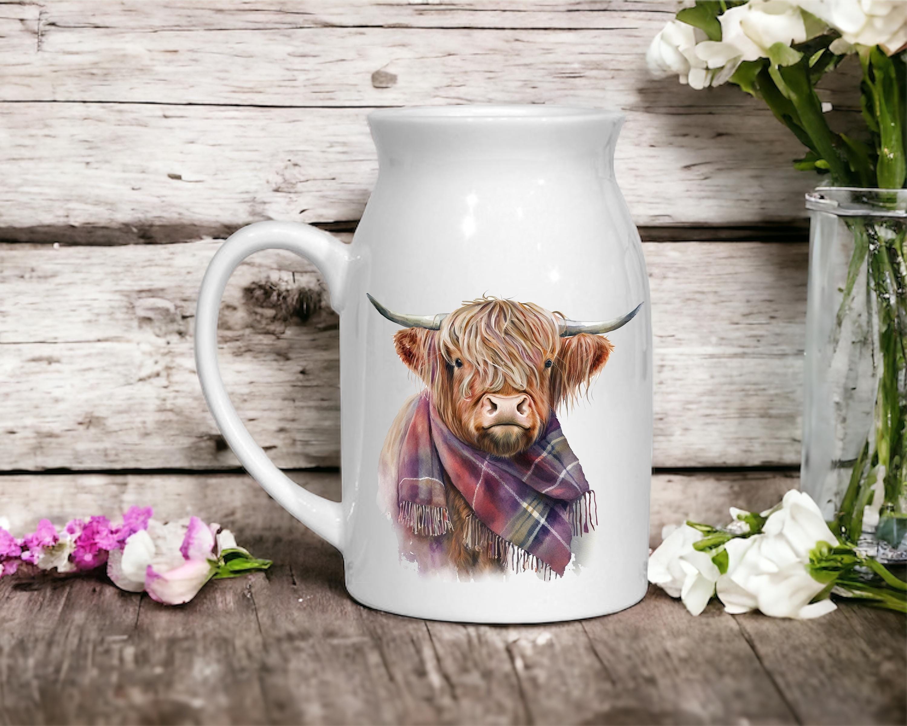 Milk Jug Vase - Vase - Milk Jug - Highland Cow Jug - Cow Lovers Gift - Etsy