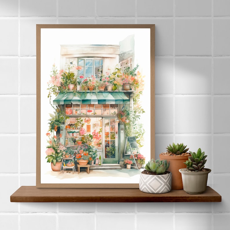 Flower Shop Florist Cute Illustration Watercolour - City Cake Shop ...