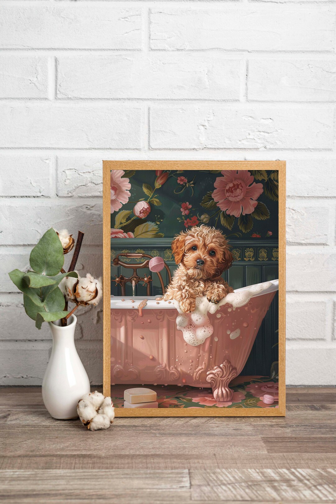 Cockerpoo in Bath - Vintage Soap Advert - Fun Bathroom Wall Art - Etsy
