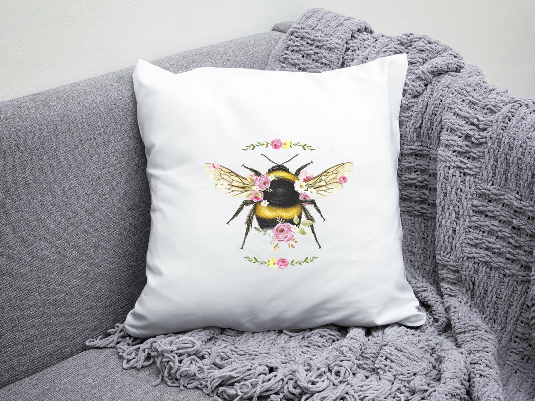 Floral Bumble Bee Cushion Cover - Watercolor Bee Lovers Gift - Etsy