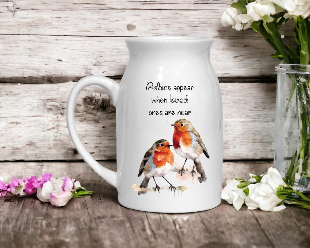Robin Milk Jug Vase: Sentimental Bird Lover Gift - Etsy