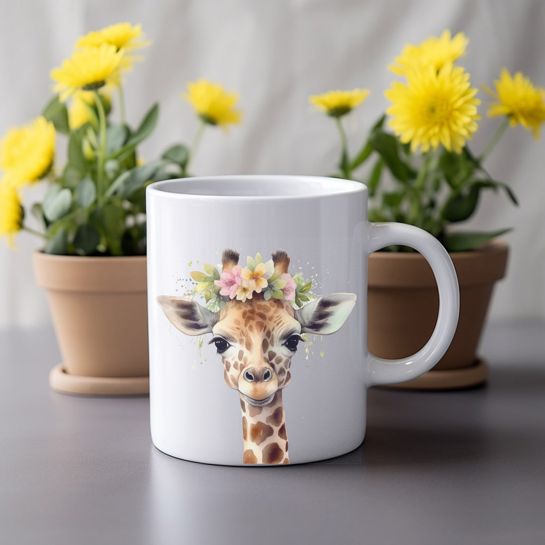 Boho Giraffe Coffee Cup: Floral Design, 11oz Mug - Etsy