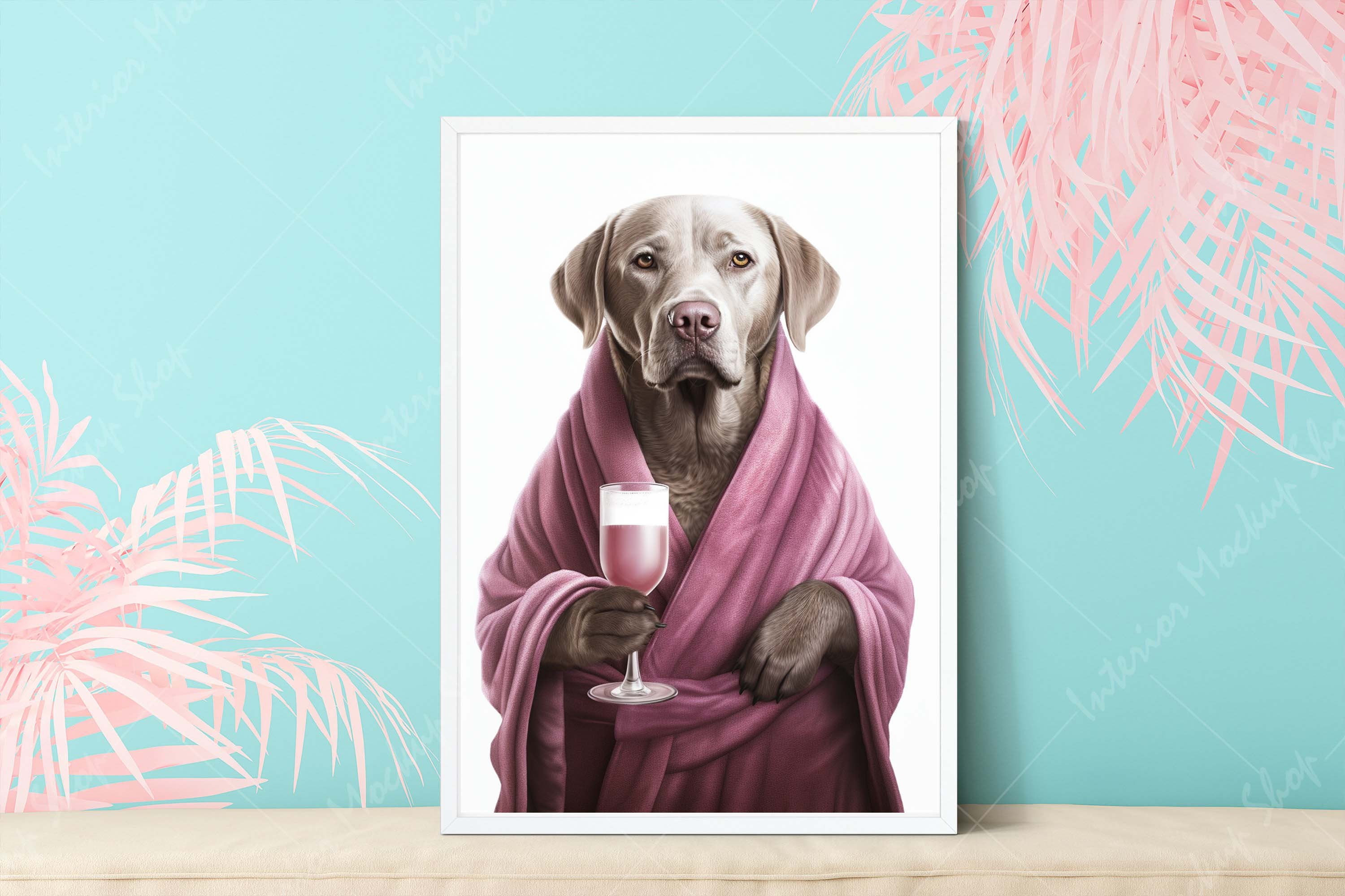 Labrador Portrait dog in Human Clothes charming Labrador Art Print ...