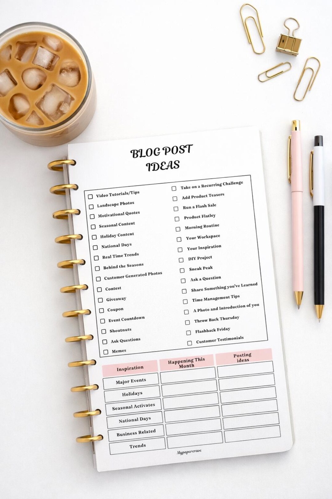 Blog Post Ideas Discbound Planner Insert | Content Brainstorming ...