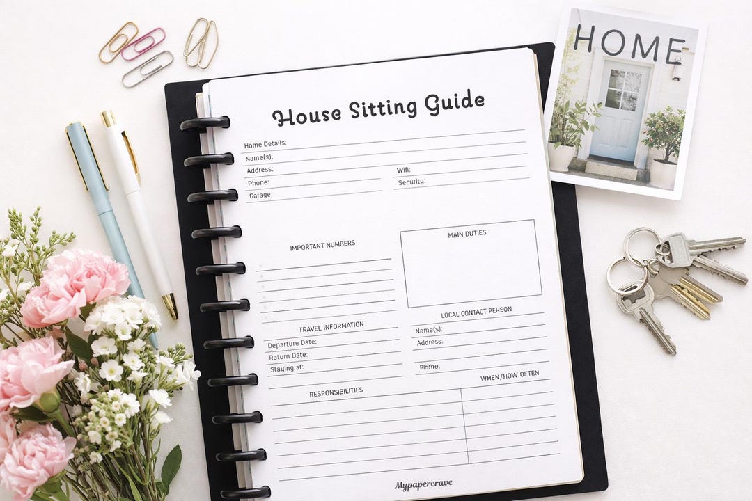House Sitting Guide Planner Insert, Home Care Checklist & Emergency ...