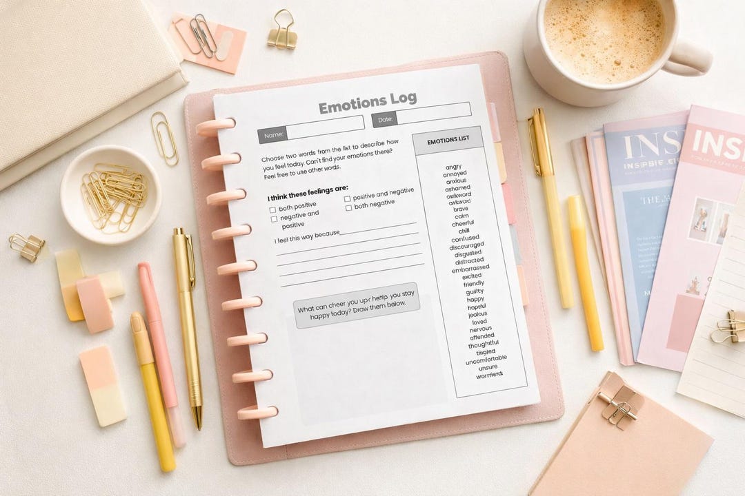 Emotions Log Planner Insert, Mental Health & Mood Check-in , Junior ...