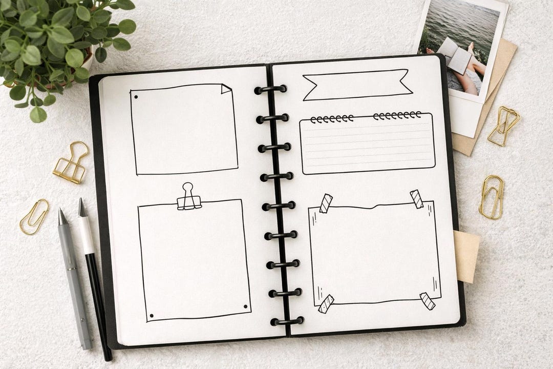 Minimal Scrapbook Notes Planner Insert | Decorative Note Pages | Dual ...