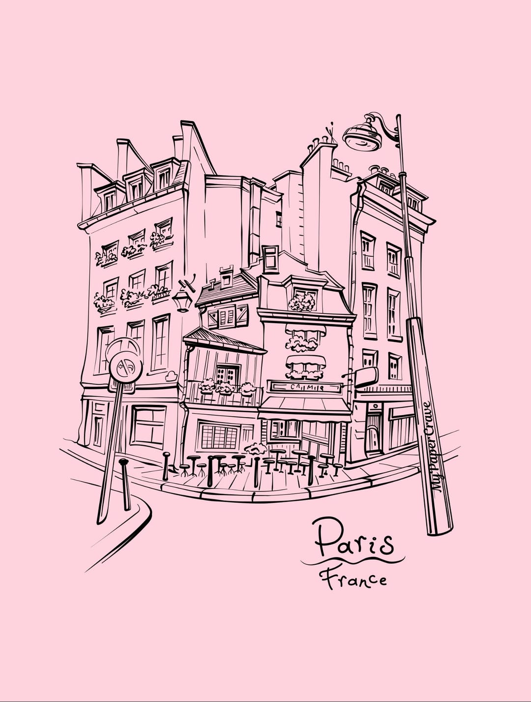 Paris Street Sketch Pink Dashboard for Happy Planner Classic & Mini ...