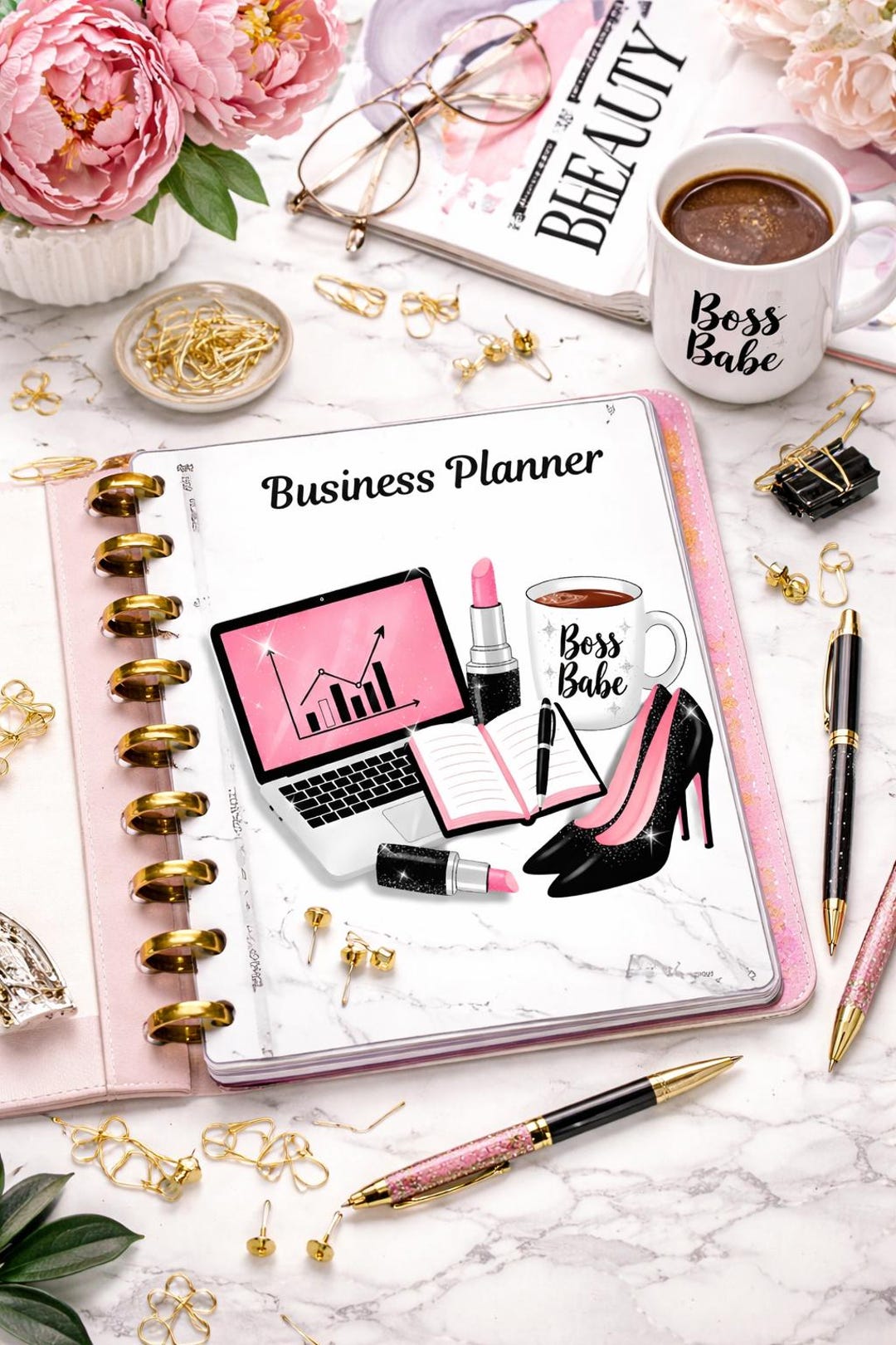 Boss Babe Business Planner Dashboard | Glam CEO, Dual-sided (digital ...