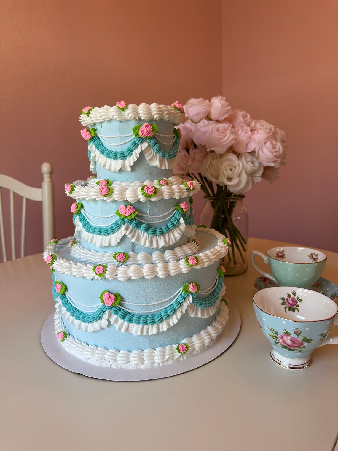 Blue Vintage 3 Layer Fake Cake - Etsy