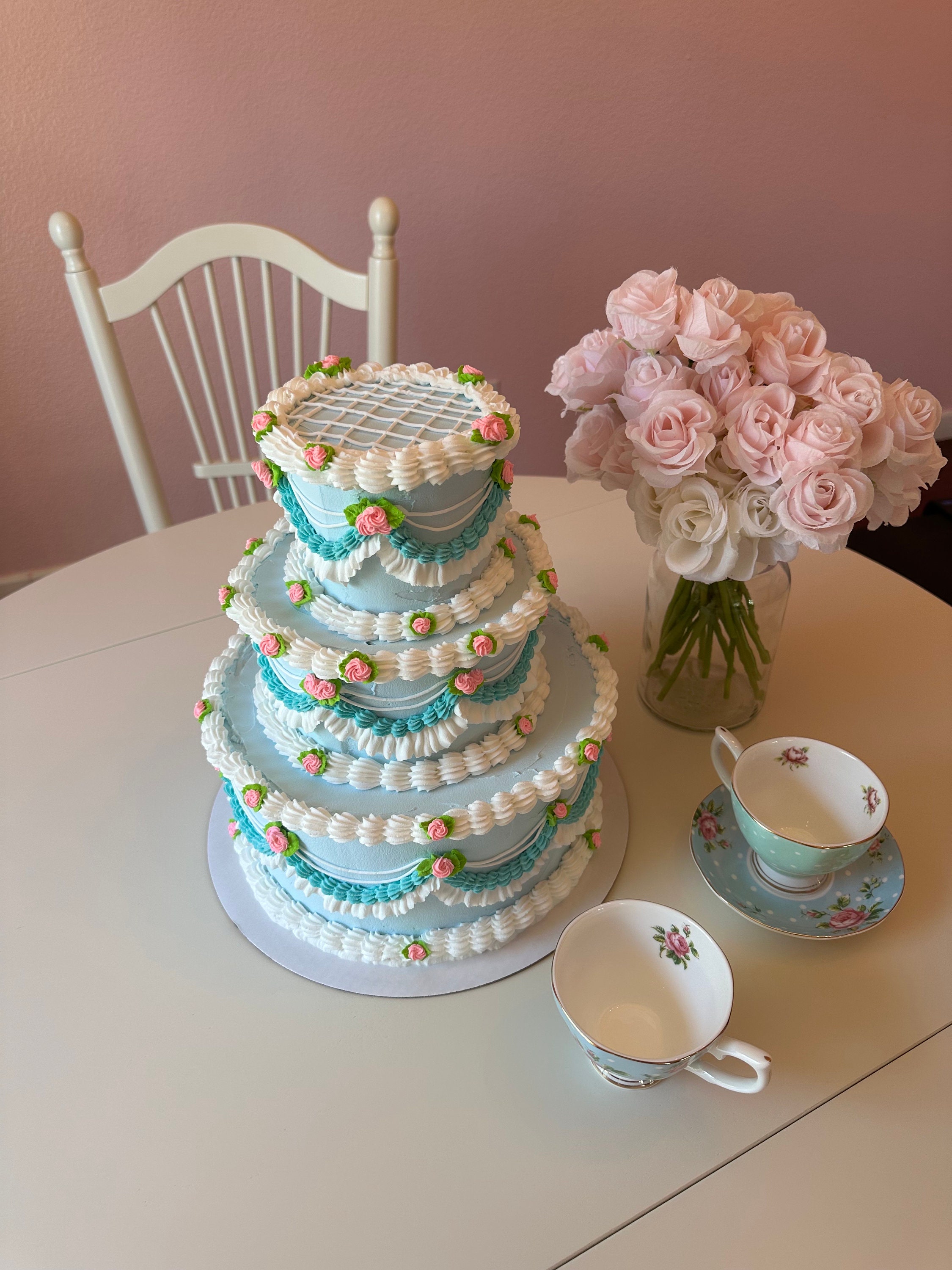 Blue Vintage 3 Layer Fake Cake - Etsy