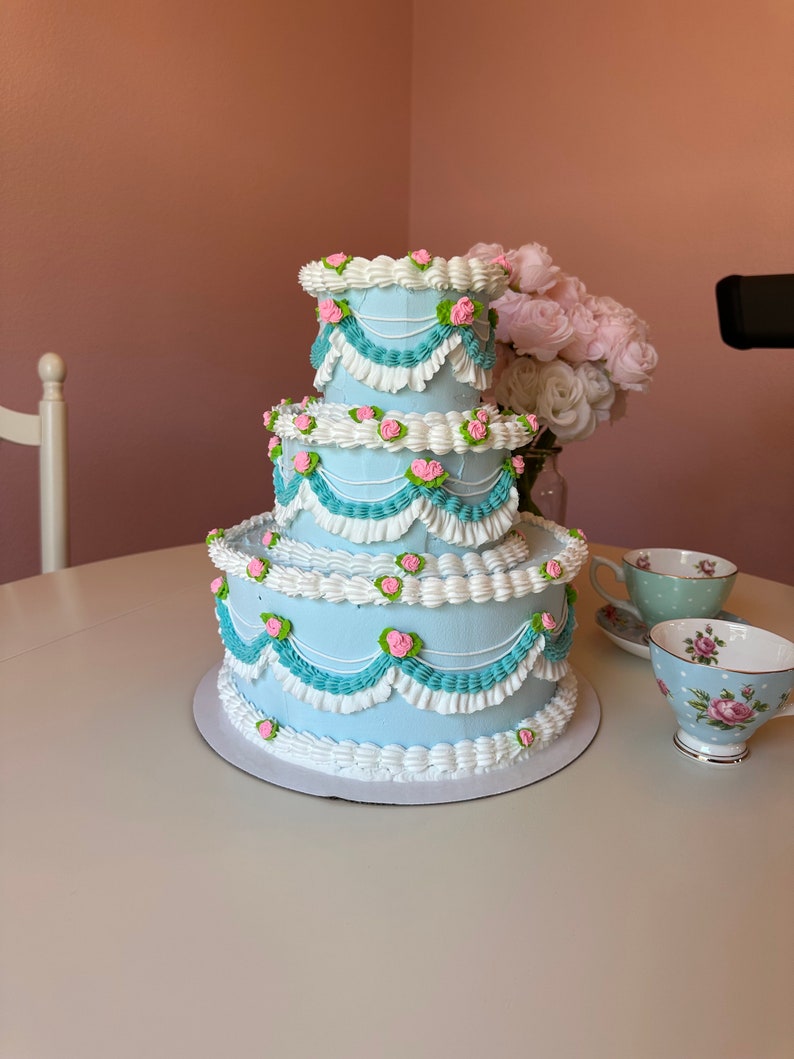 Blue Vintage 3 Layer Fake Cake - Etsy